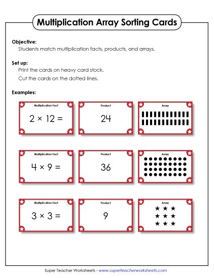 Array Card Sort Printable Multiplication Up To 12 Pdf Worksheet