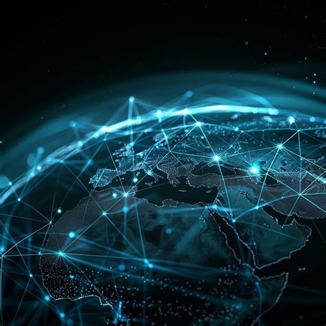 Digital Technology Earth Network Lines Background Premium Ai Generated Image
