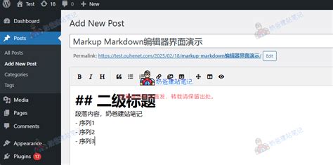 wordpress markdown编辑器推荐：markup markdownandwp editor md 奶爸建站笔记