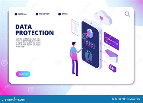 Data Protection Isometric Concept Personal Identity Protected Document Finance Security Stock