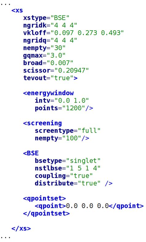 Input Xml File For An Optical Bse Calculation Without Momentum Transfer