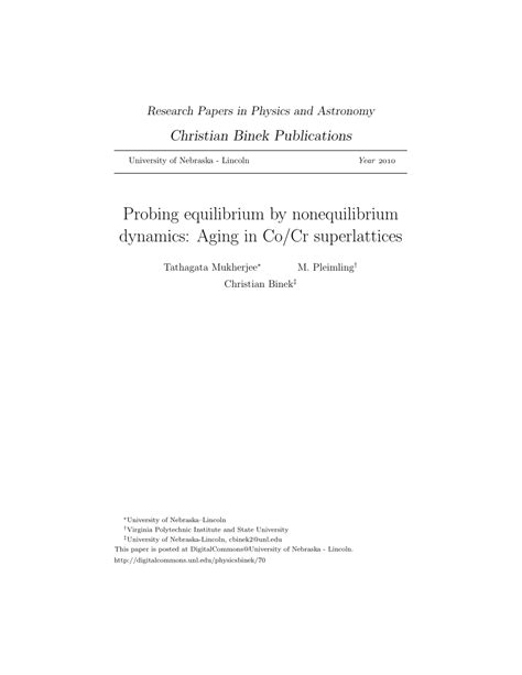 Pdf Probing Equilibrium By Nonequilibrium Dynamics Aging In Cocr Superlattices