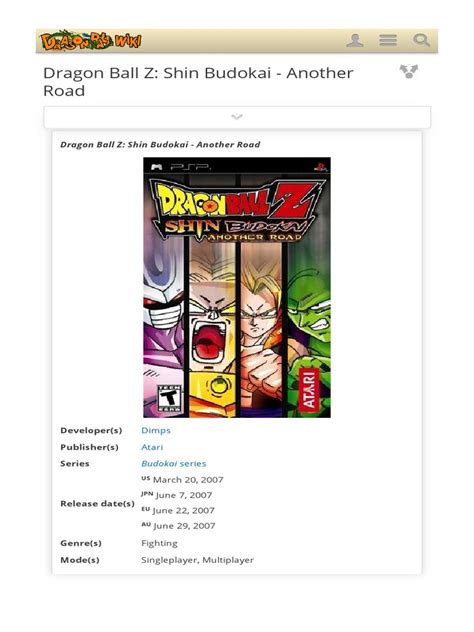 Dragon Ball Z Shin Budokai Another Road Pdf Dragon Ball