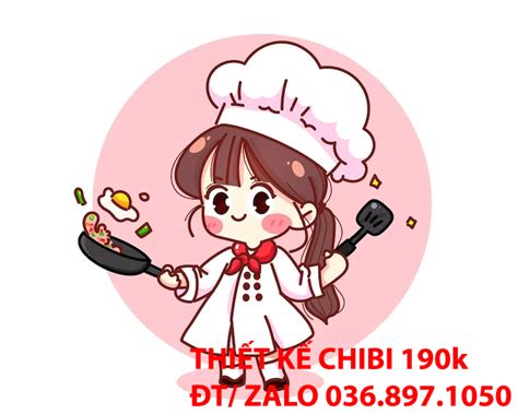 Tq MẪu ThiẾt KẾ Logo Chibi ĐẦu BẾp 190k Bé Gái Nữ đầu Bếp Chibi