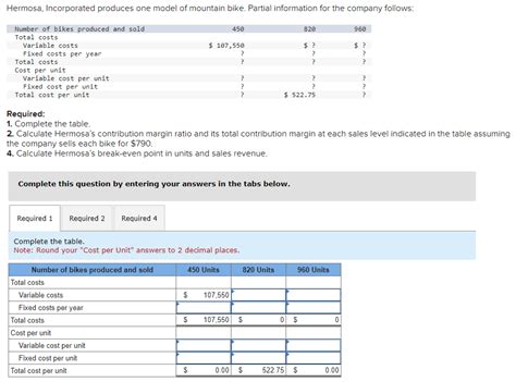 solved required 1 complete the table 2 calculate