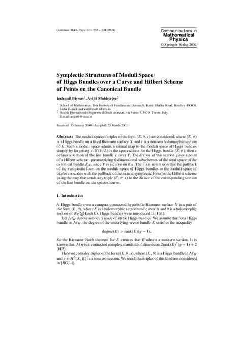 pdf symplectic structures of moduli space¶of higgs bundles over a