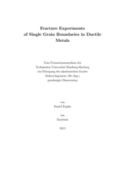 Pdf Fracture Experiments Of Single Grain Boundaries In Ductile