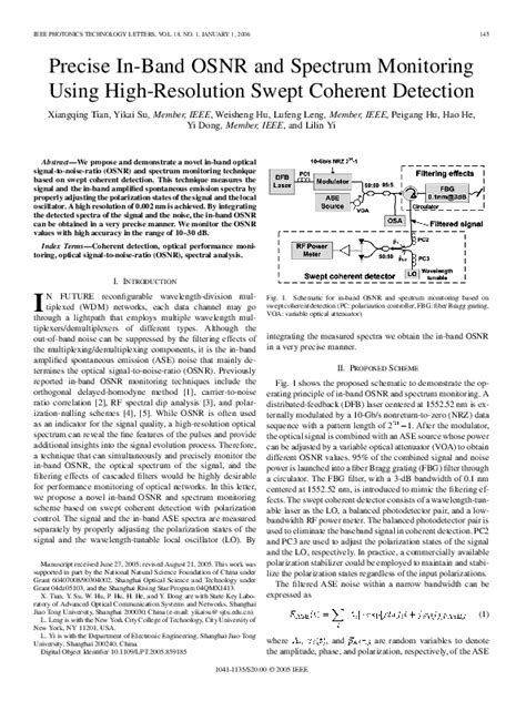 Pdf Precise In Band Osnr And Spectrum Monitoring Using High