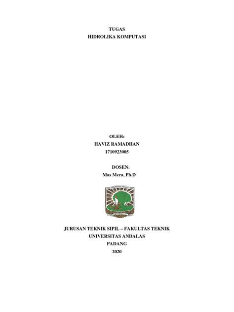 Tugas Hidrolika Komputasi Haviz Ramadhan 1710923005 Pdf