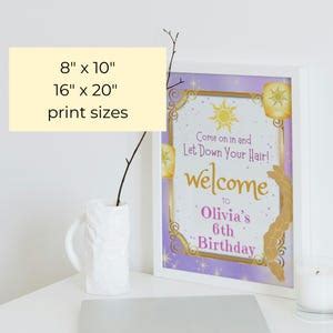 Rapunzel Welcome Sign Editable Rapunzel Birthday Sign Printable Rapunzel Party Welcome Sign
