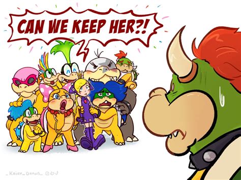 Safebooru 1girl 6boys Blonde Hair Blue Hair Bowser Bowser Jr Crown
