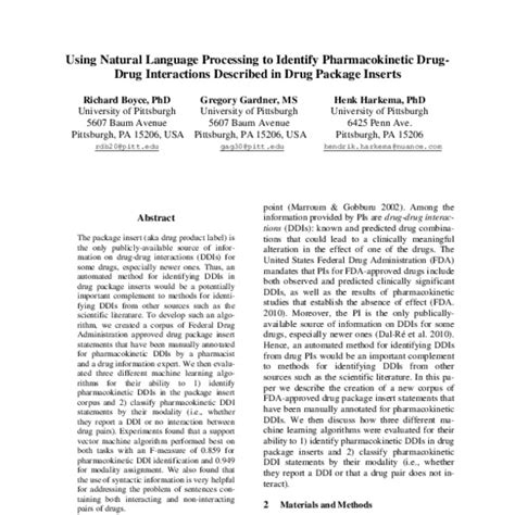 Using Natural Language Processing To Extract Drug Drug Interaction
