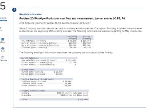 solved requlred information problem 20 5a algo production
