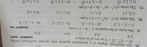 The Minimum Degree Of A Polynomial Equation With Rational Coefficients Ha