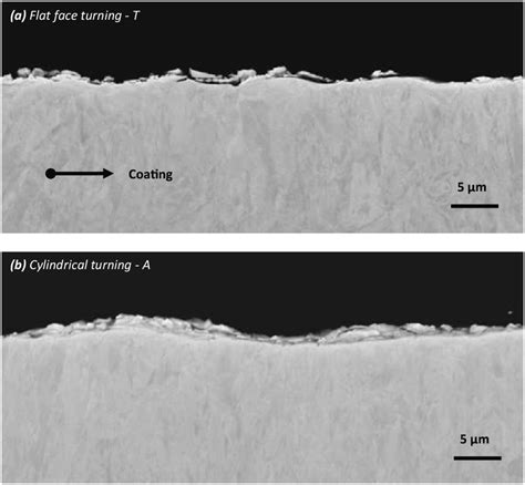 sem cross sectional view in the machined areas of a sample t machined