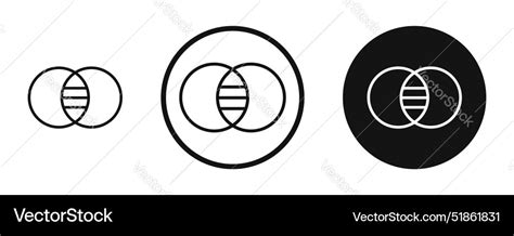 object intersect icon set in black and white vector image
