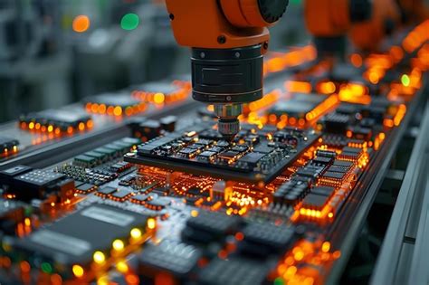 Precision Robotics In Electronics Manufacturing Concept Industrial