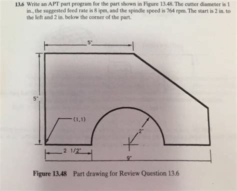 solved 13 6 write an apt part program for the part shown in