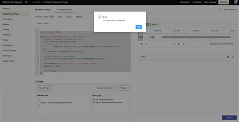 how to automatically disallow text in annotations humansignal
