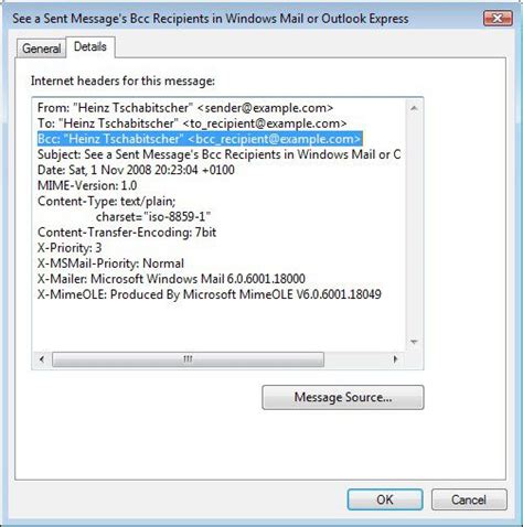 How To View A Sent Messages Bcc Recipients In Windows Mail