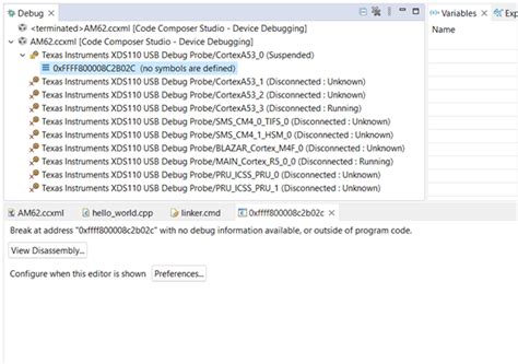 sk am62b p1 ti sk am62b p1 error 1274 when trying to debug m4f core
