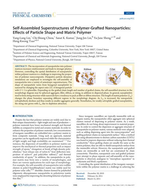 Pdf Self Assembled Superstructures Of Polymer Grafted Nanoparticles