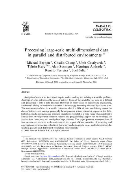pdf processing large scale multi dimensional data in parallel and
