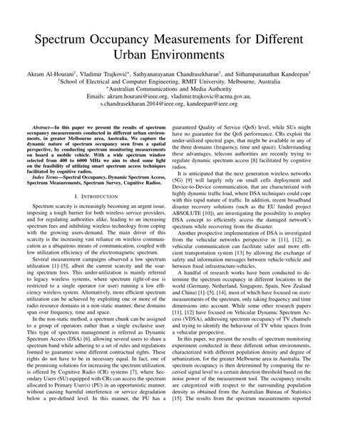 Pdf Spectrum Occupancy Measurements For Different Urban Environments