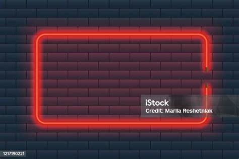 투명 한 배경에 네온 사각형 프레임입니다 밝은 전기 효과와 벡터 빨간색 직사각형 테두리 벽에 조명 간판입니다 파티 카페용 디지털 광택 램프 디지털 요소 개성 개념에 대한