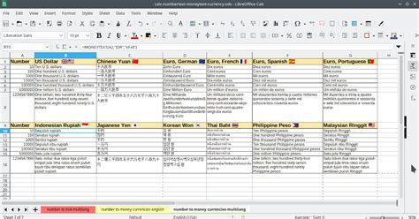 libreoffice calc how to convert numbers to text