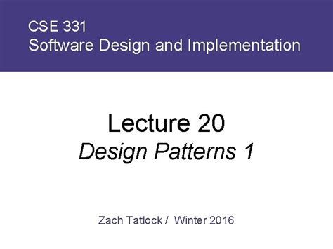 Cse 331 Software Design And Implementation Lecture 20