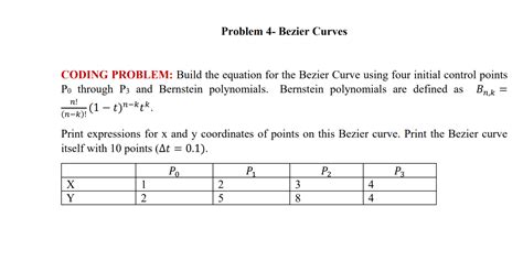 Solved Problem Bezier Curves CODING PROBLEM Build The Chegg