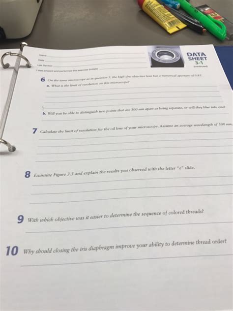 Calculate The Limit Of Resolution For The Oil Lens Of Chegg