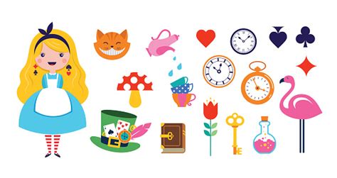 앨리스 원더랜드 배너 포스터 카드입니다 우리는 미친 여기입니다 벡터 배경 이상한 나라의 앨리스에 대한 스톡 벡터 아트 및 기타 이미지 이상한 나라의 앨리스 벡터 차