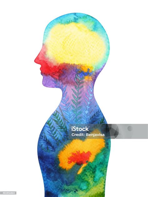 인간의 머리 차크라 전원 영감 추상 생각 세계 당신의 마음 수채화 그림 속 우주 수채화에 대한 스톡 벡터 아트 및 기타 이미지 수채화 무지개 회복 Istock