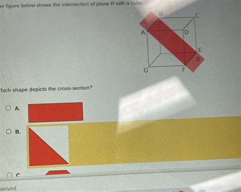 solved he figure below shows the intersection of plane r with a cube
