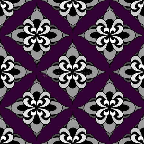 Seamless Symmetrical Pattern Of Abstract Gray Geometric Shapes On