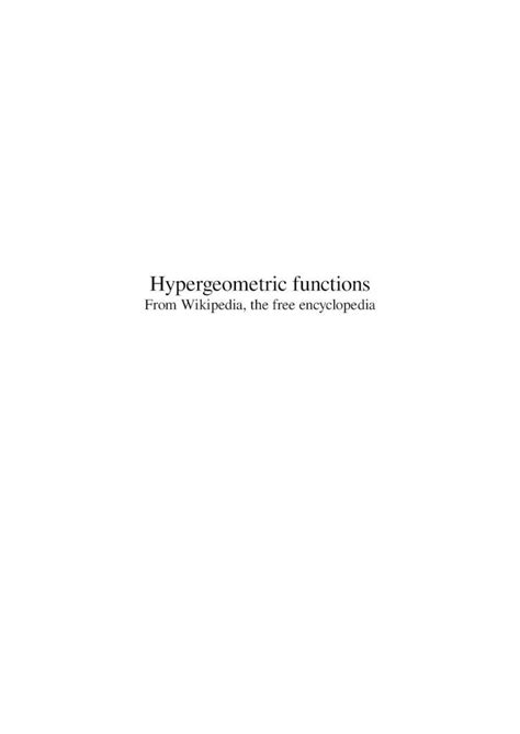 Pdf Hypergeometric Functions Dokumentips