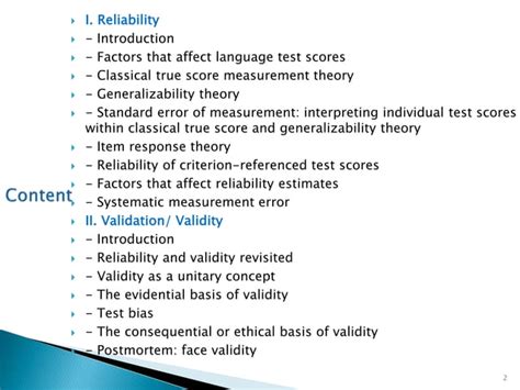 Valiadity And Reliability Language Testing Pptx Standardized