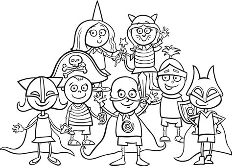 마스크 볼 색칠 공부에서 초등 연령 어린이 캐릭터의 흑백 만화 그림 소녀 이상한 고양이 Png 일러스트 및 벡터 에 대한 무료 다운로드 Pngtree