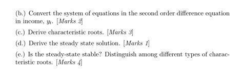 Solved Question 3 Samuelson Multiplier Accelerator