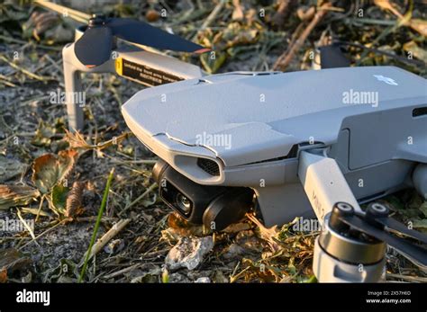 Crashed And Damaged Drone Broken Arms And Camera Gimbal Of Drone Drone Fell To The Ground