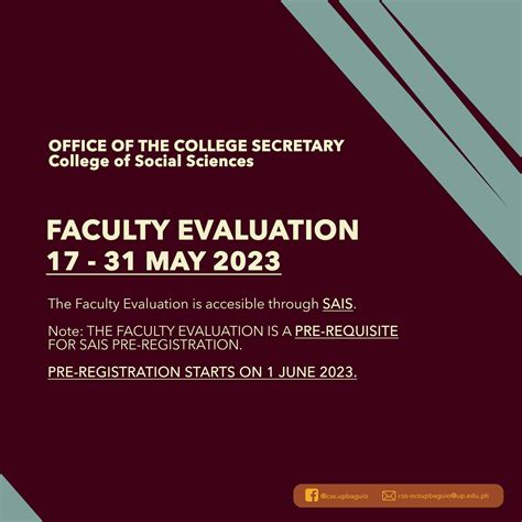 Faculty Evaluation College Of Social Sciences
