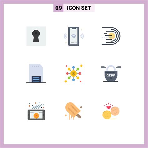 9 User Interface Flat Color Pack Of Modern Signs And Symbols Of Leaflet Contact Smart