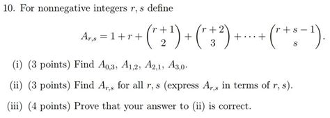 Solved 10 For Nonnegative Integers Rs Define