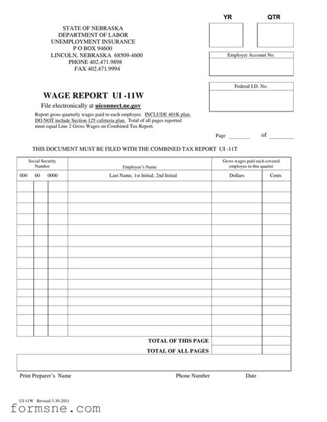 Ui 11w Form ⇒ All Nebraska Forms