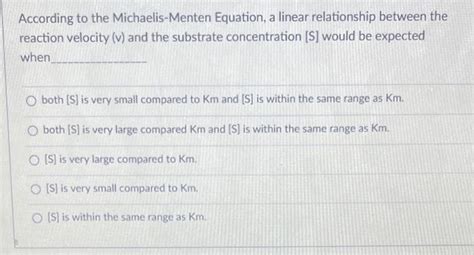 Solved According To The Michaelis Menten Equation A Linear
