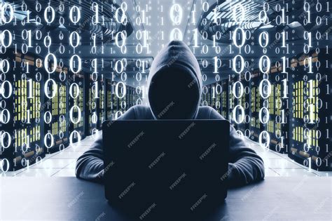 Premium Photo No Face Hacker Working On Laptop At Code Background