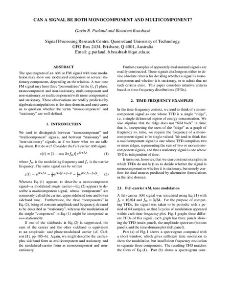Pdf Can A Signal Be Both Monocomponent And Multicomponent