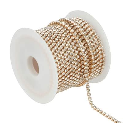 5yd Glass Rhinestone Chain Spool By Bead Landing™ Color Clear Gold